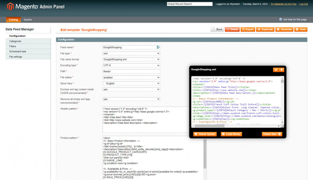 Data Feed Magento Extension