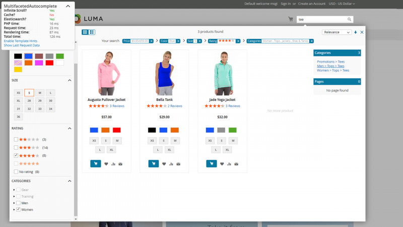 Magento 2 Elasticsearch Extension Multifaceted Autocomplete
